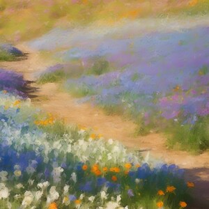 Path in Spring Meadow Art Printable Wildflower Landscape Flower Field ...
