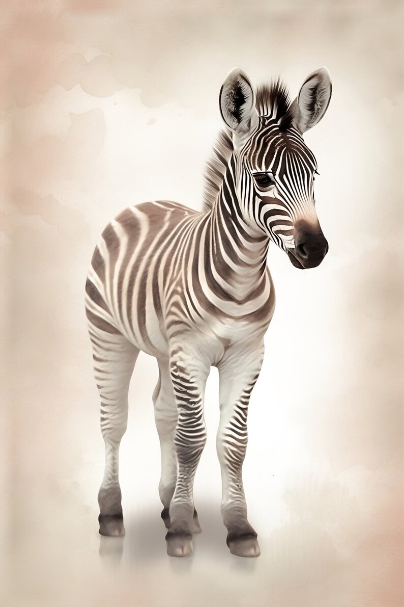 Cute Baby Zebra Print Kids Room or Nursery Childrens Wall Art Décor ...