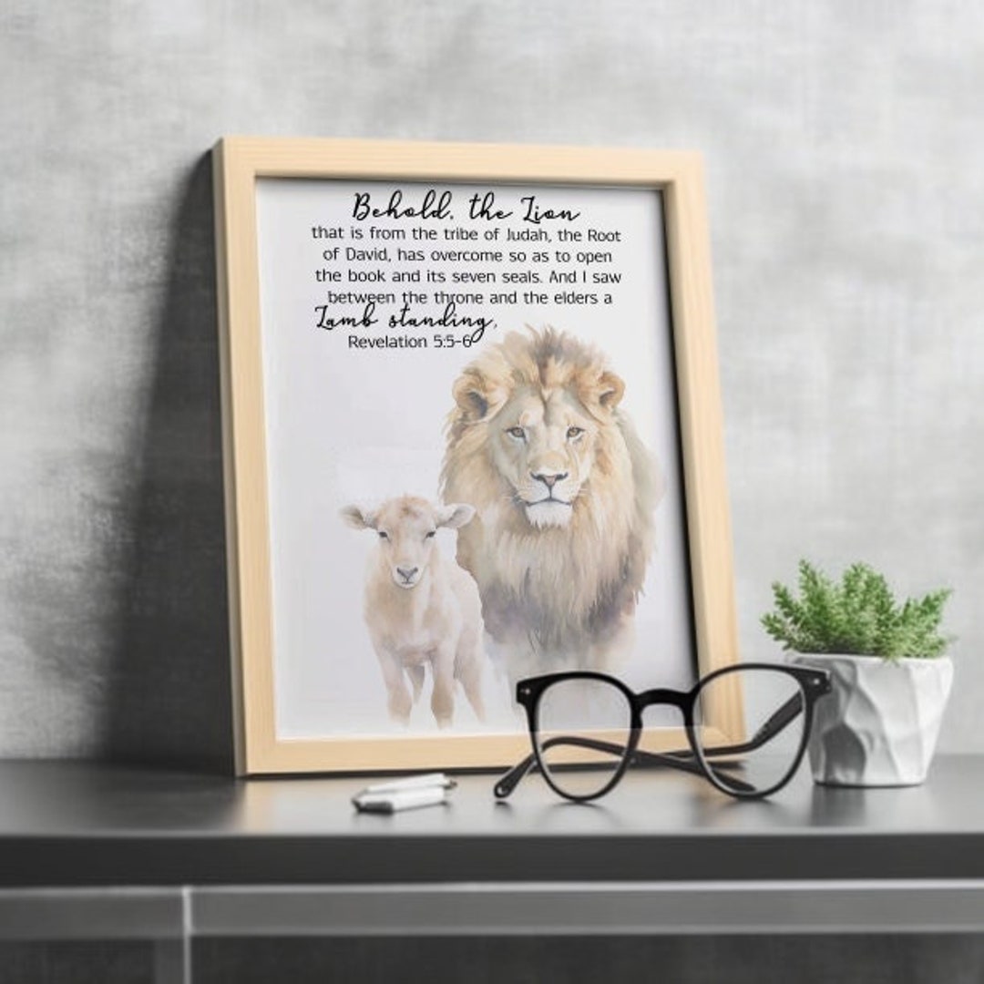 Rev 5:5-6 Bible Verse Print Scripture Printable Inspirational Painting ...