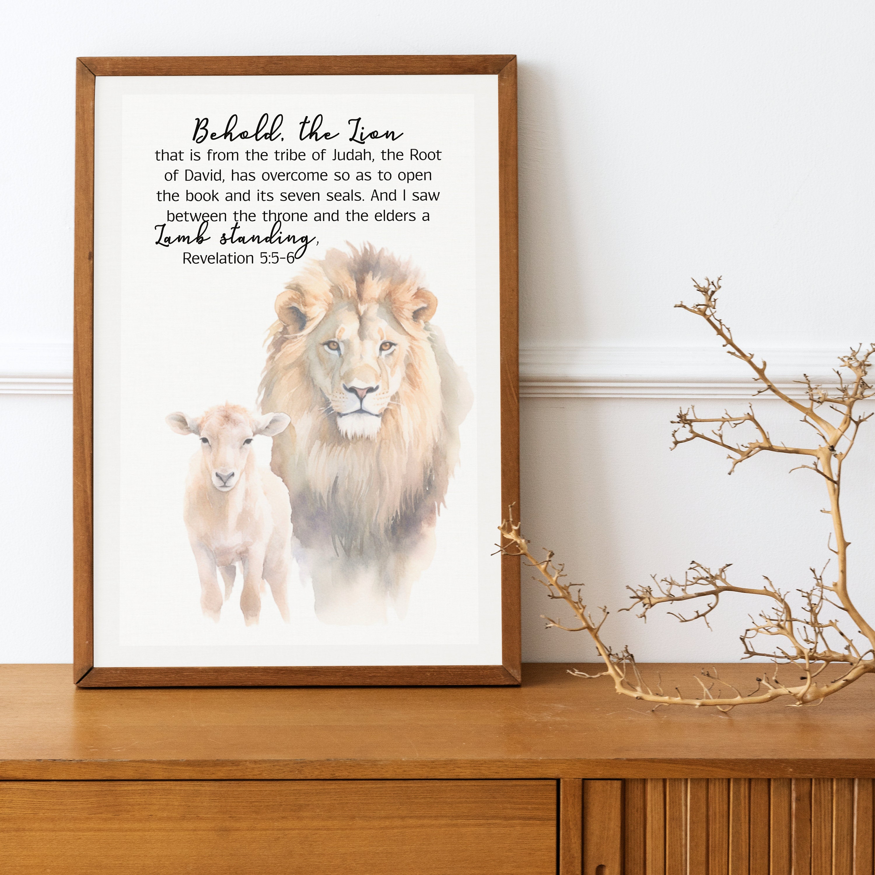Rev 5:5-6 Bible Verse Print Scripture Printable Inspirational Painting ...