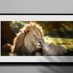 Lion and Lamb Wall Art Printable Lion Print Majestic Lion Wall Art ...