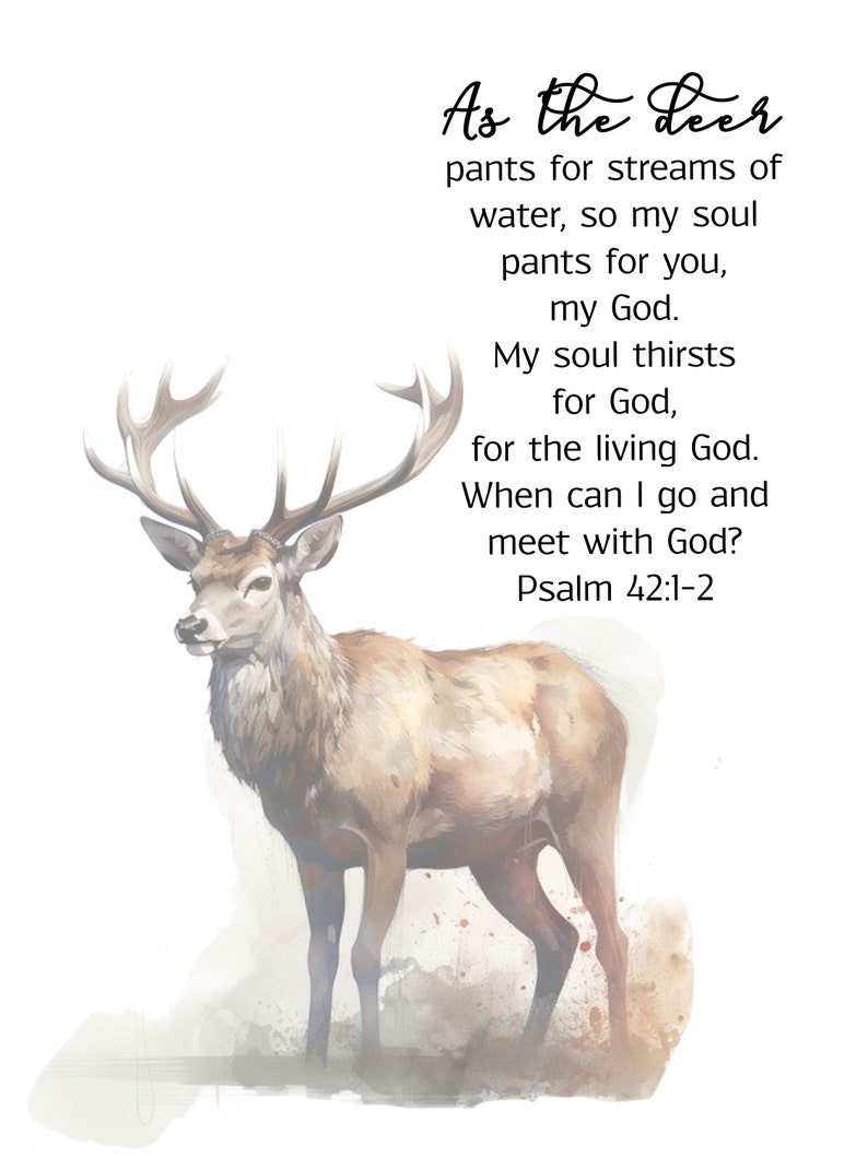 Ps 42:1-2 Bible Verse Print Scripture Printable Inspirational Painting ...