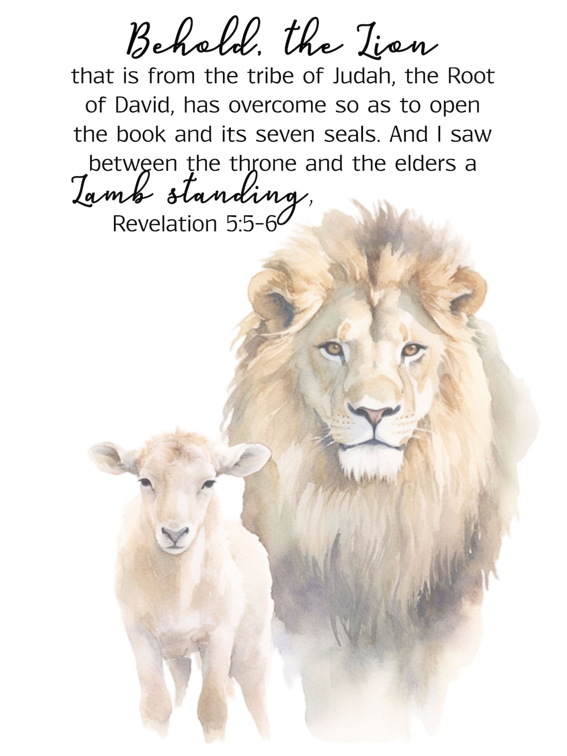 Rev 5:5-6 Bible Verse Print Scripture Printable Inspirational Painting ...