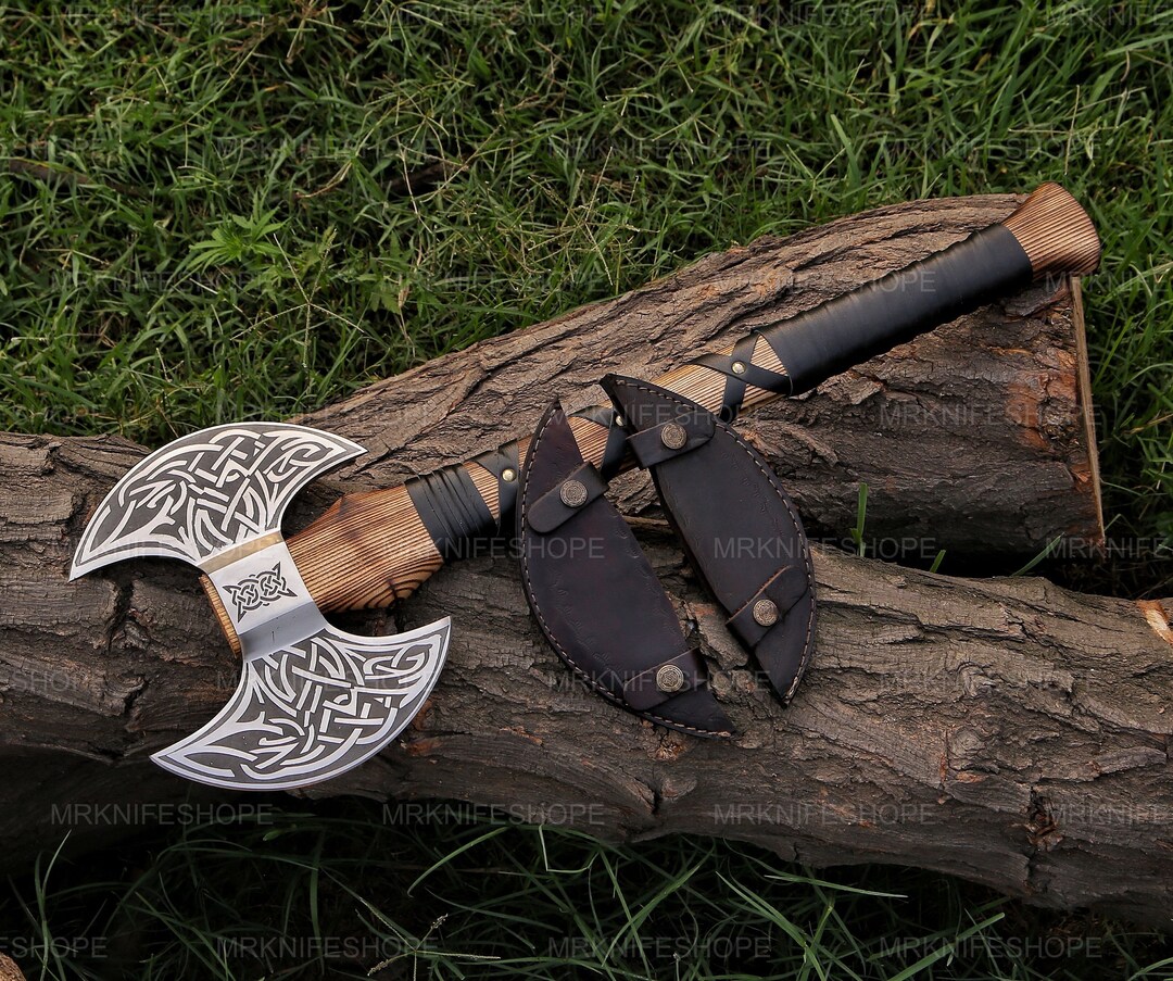 Hand Forged Carbon Steel Axe Medieval Warrior Axe Large Decorative ...