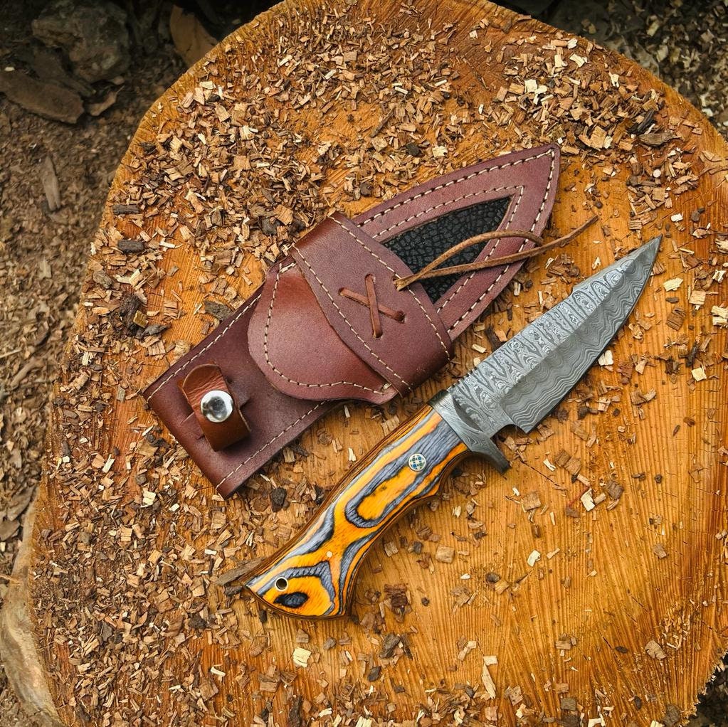 Hand Forged Damascus Steel Bobcat Hunting Knife Texas Flag - Etsy