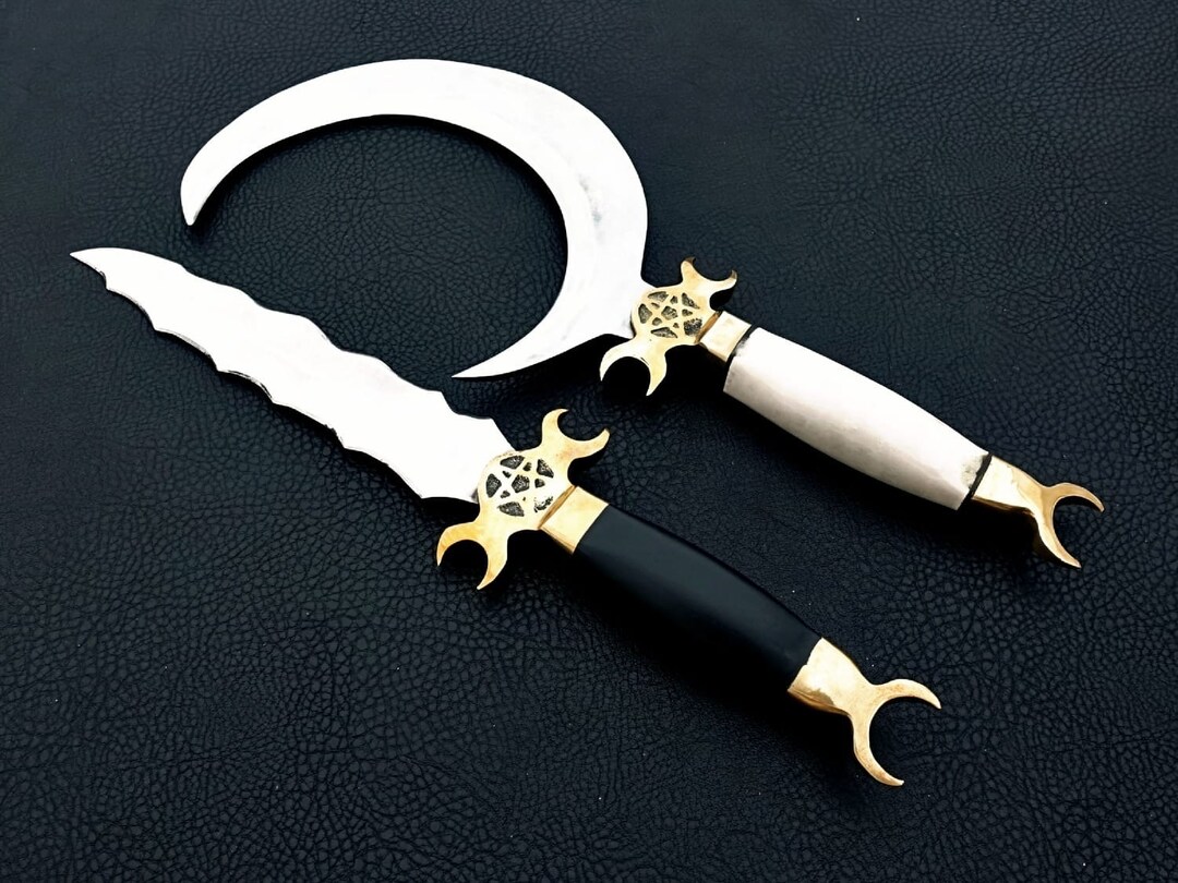 Druid's Crescent Moon Boline With Bone Handle for Ritual Work, Wicca ...