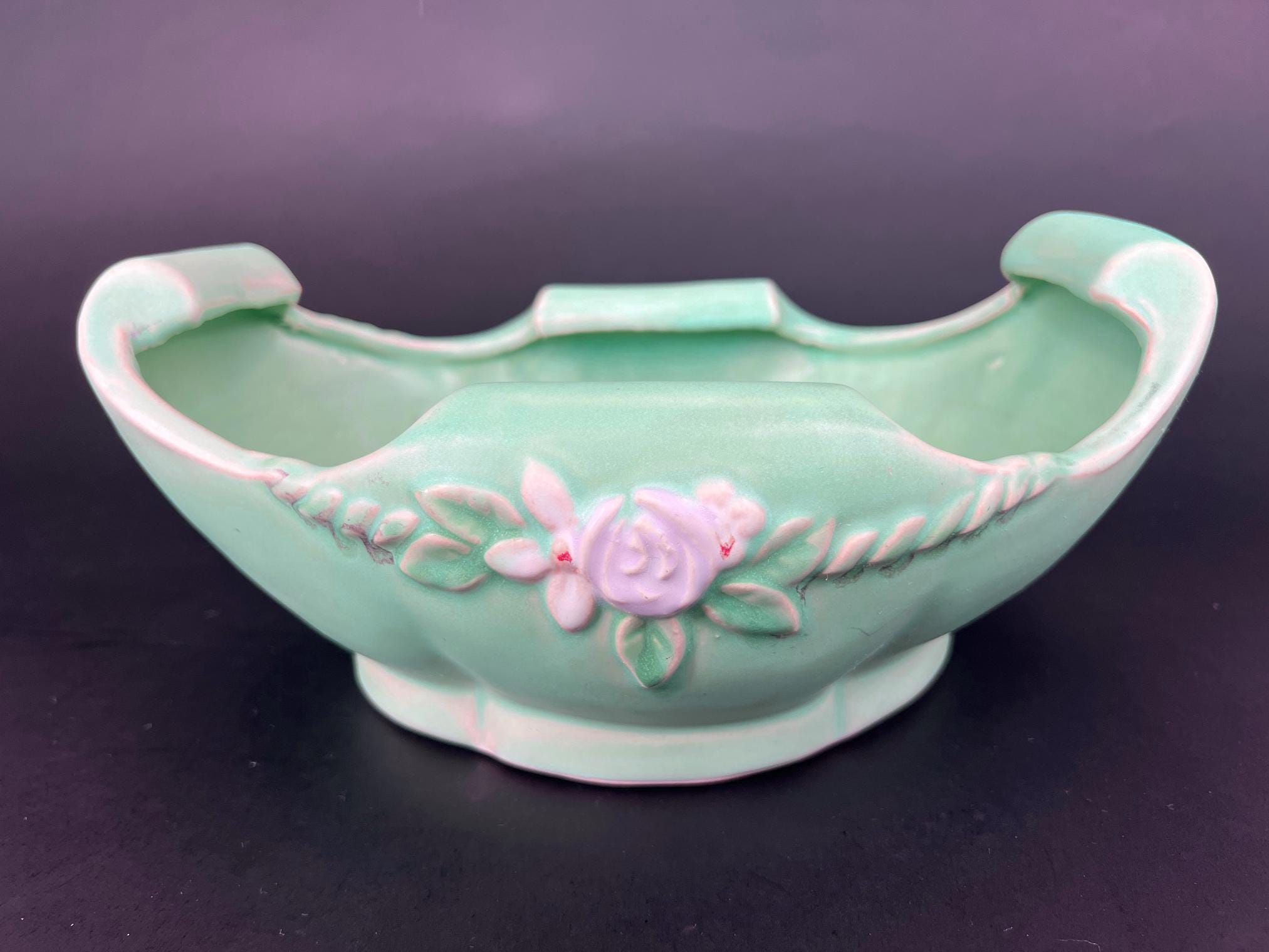 Vintage Weller Pottery Green Matte Floral Sweet Pea Flower Vase Bowl - Etsy