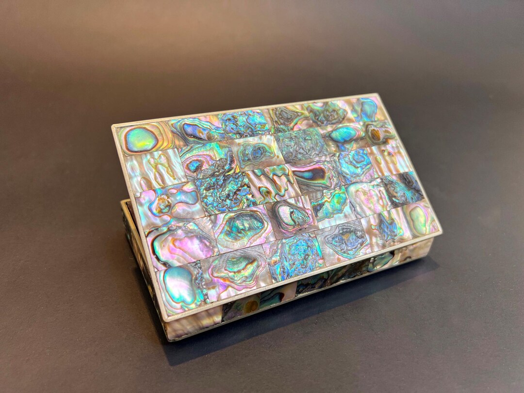Vintage Mexico Silver Abalone Shell & Wood Trinket Jewelry Box - Etsy