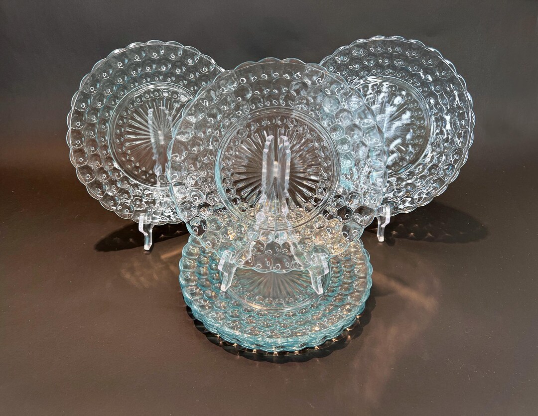 Anchor Hocking Sapphire Blue Bubble Depression Glass 9 3/8” Dinner ...