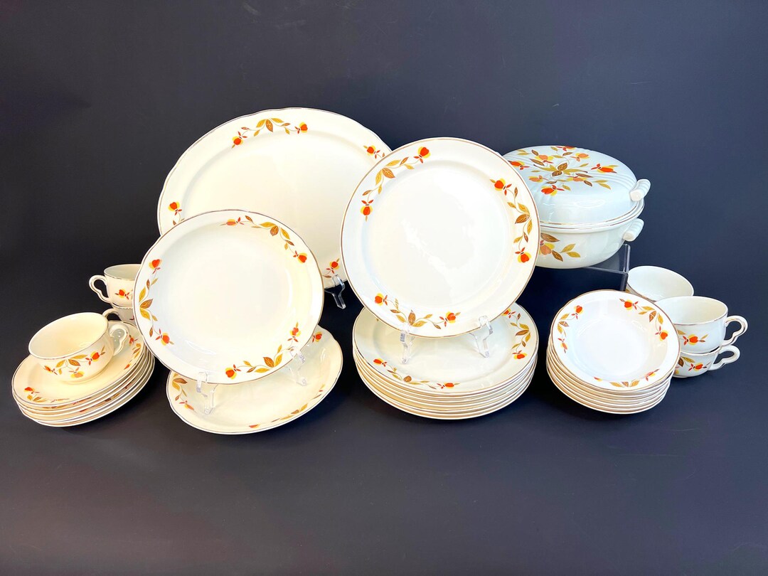 Vintage Hall Jewel Tea Autumn Leaf Mary Dunbar Set of 24 Collection ...
