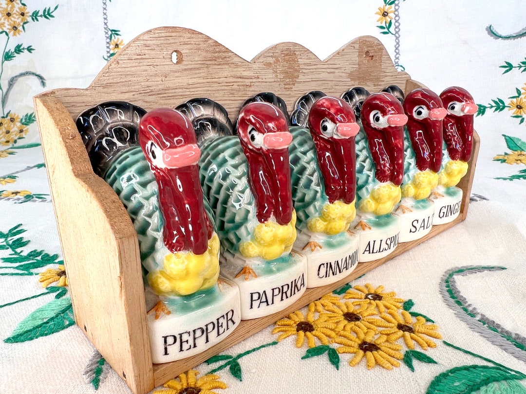 Extremely Rare New Vintage MCM Turkey Spice Rack 6 Piece Rack Japan ...