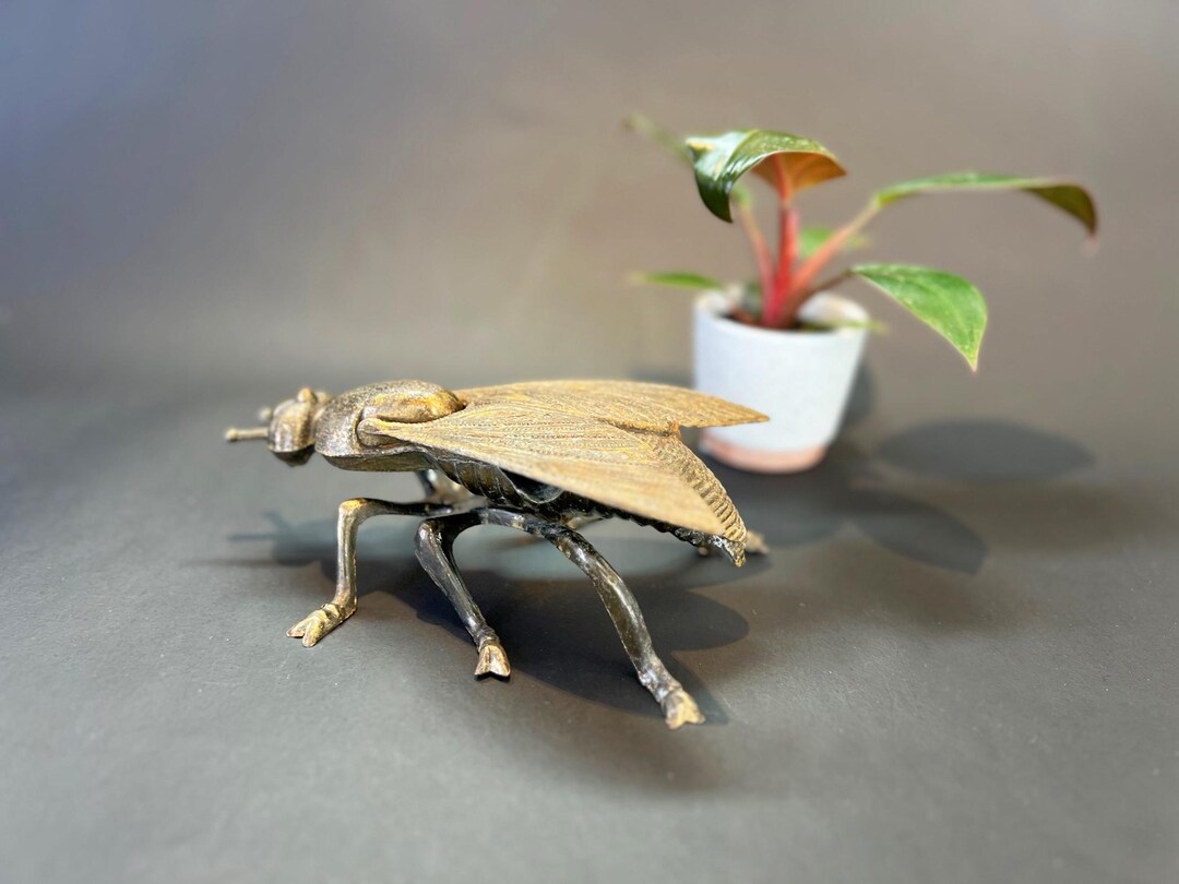 Vintage Italian Brass Fly Ashtray: MCM Metal Insect Figurine, Made in ...