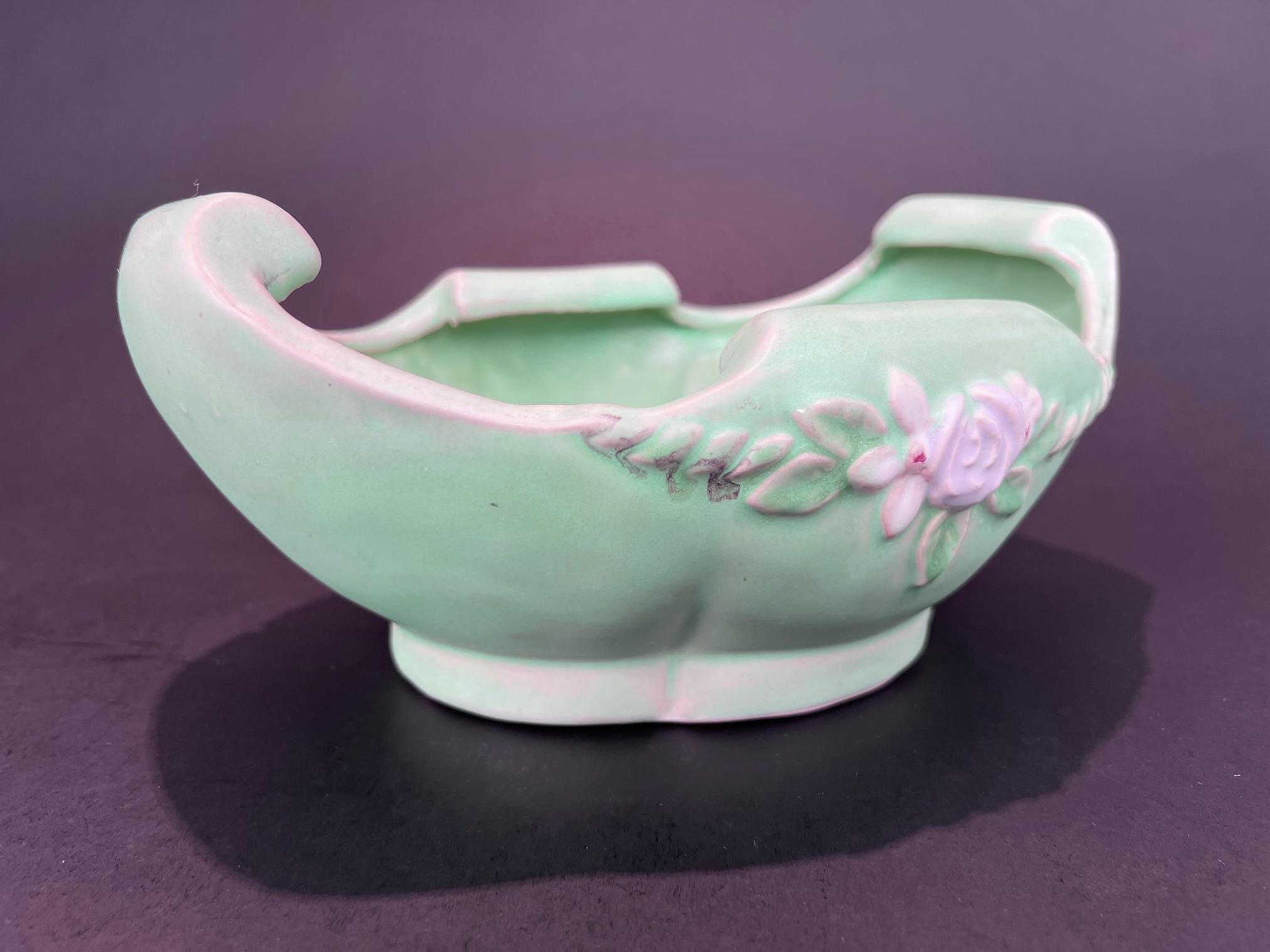 Vintage Weller Pottery Green Matte Floral Sweet Pea Flower Vase Bowl - Etsy