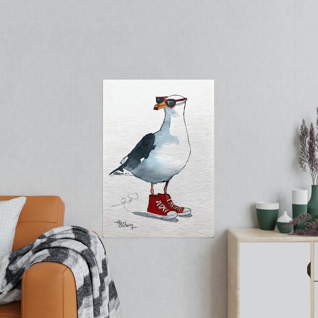 Cool Seagull Watercolor Poster - Etsy