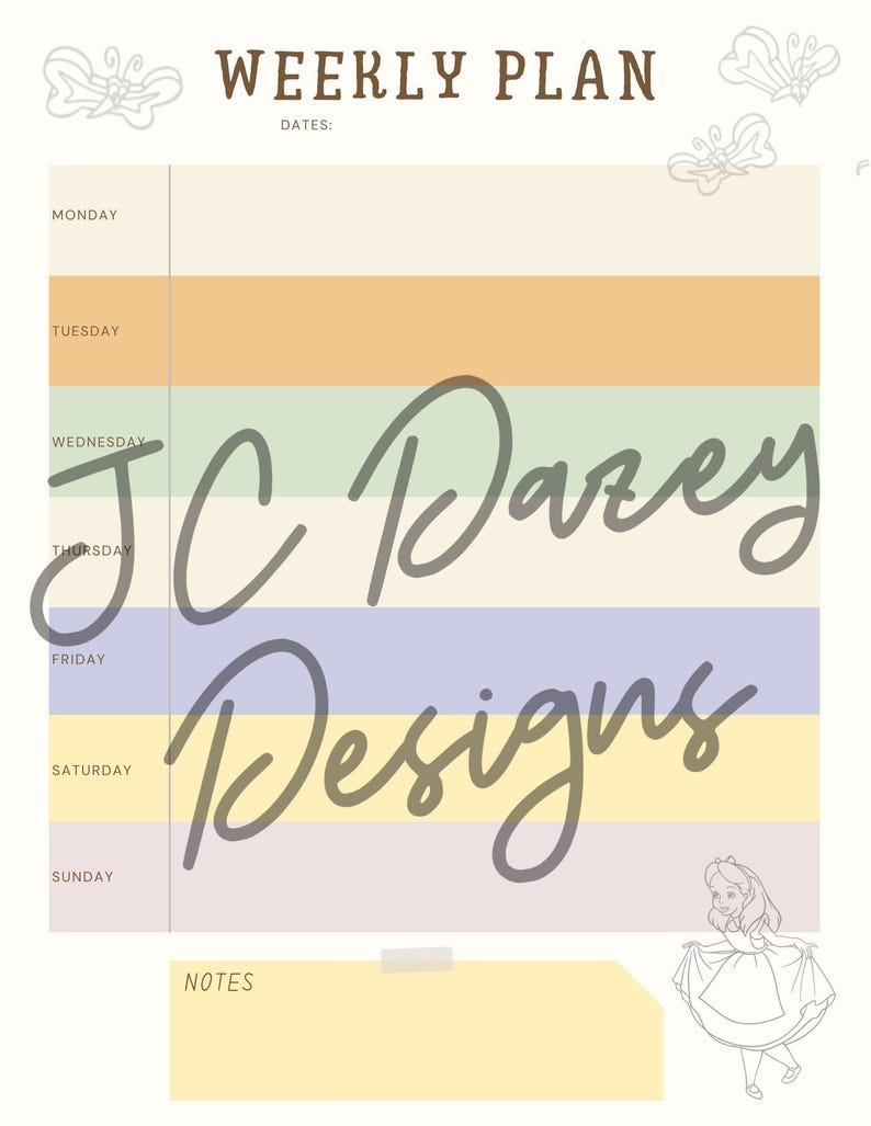 Alice in Wonderland Weekly Planner | Printable Weekly Schedule (PDF ...