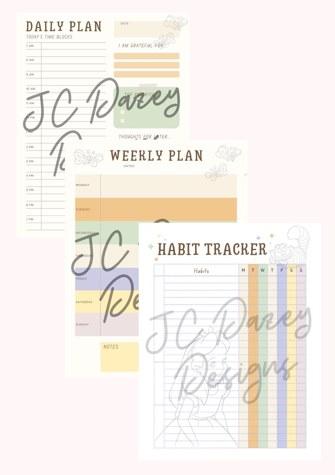 Alice in Wonderland Planner Bundle | Daily, Weekly Schedule & Habit ...