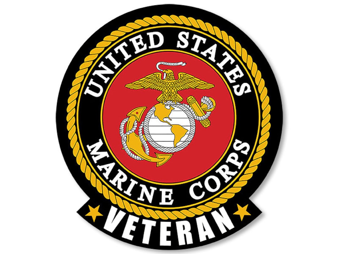 Round US MARINES Round Logo With Veteran Bumper Sticker (vinyl Decal ...