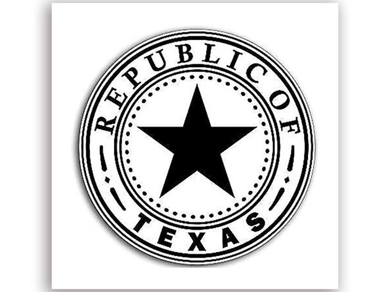 3x3 Inch B/W Round Republic of Texas Seal Sticker vinyl Decal Vintage ...