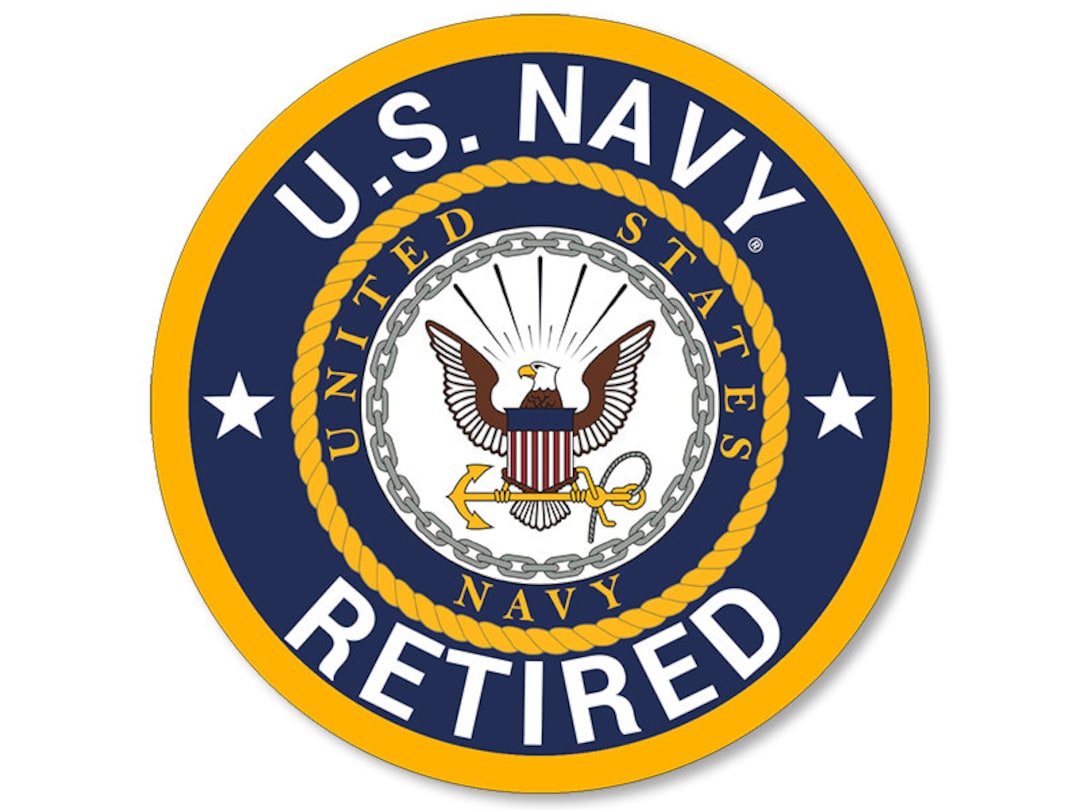 3x3 Inch Round U.S. Navy Retired Sticker naval Vet Veteran Bumper USS ...