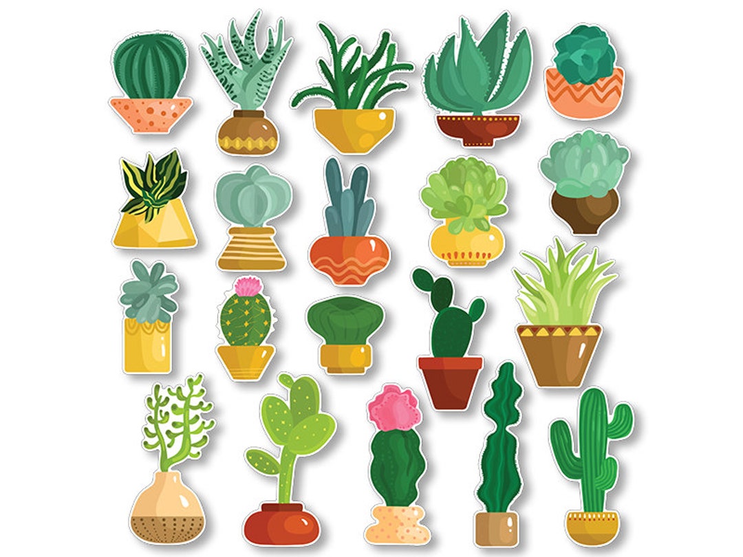 10 Inch Sheet of Succulents and Cactus Stickers (scrapbooking Cacti ...
