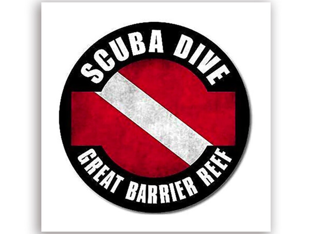 3x3 Inch Round Distressed Scuba Dive Great Barrier Reef Sticker Vinyl ...