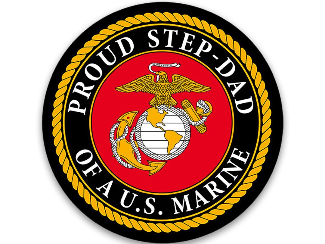 Round Proud Step-dad of A U.S. Marine Bumper Sticker (vinyl Decal Auto ...