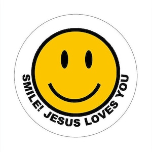 Round Smile Jesus Loves You Smiley Face Sticker (vinyl Decal Auto Car Truck Rv Laptop Cell ...