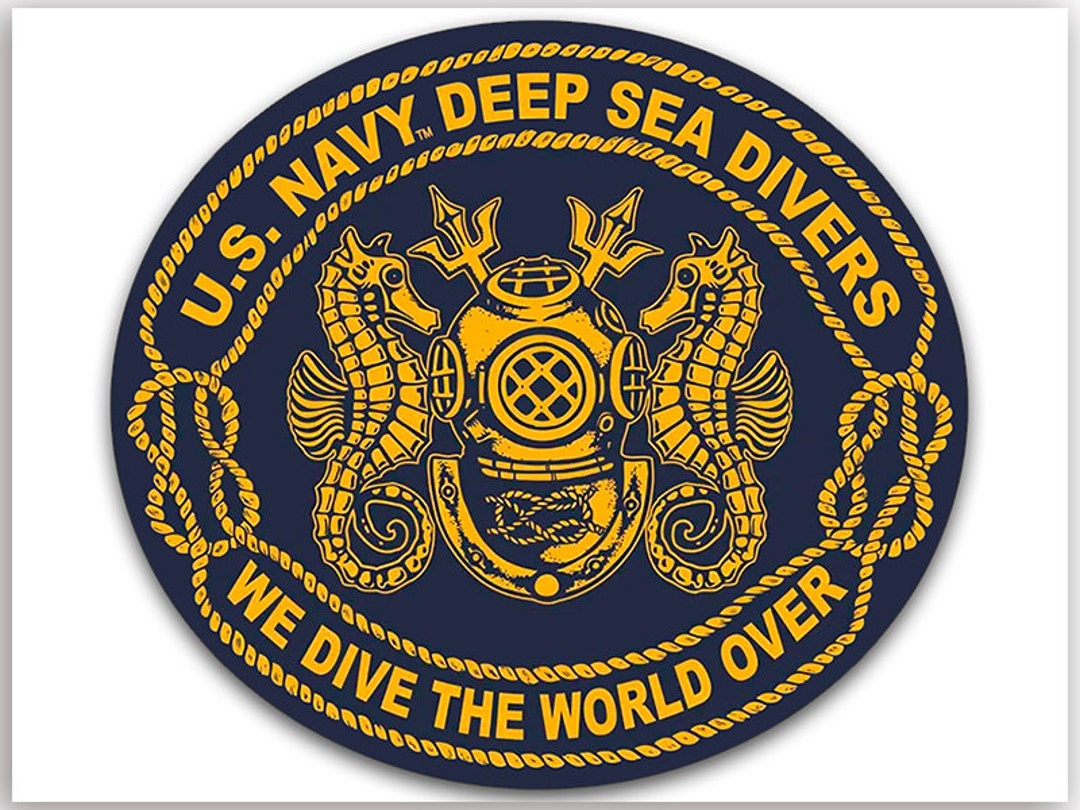 Oval US Navy Deep Sea Divers Insignia Sticker (vinyl Usa Military Auto ...
