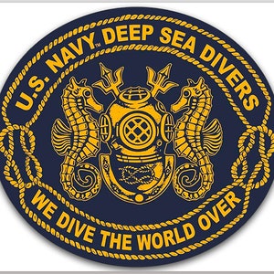 Round US Navy Deep Sea Divers Insignia Sticker (vinyl Usa Military Auto ...