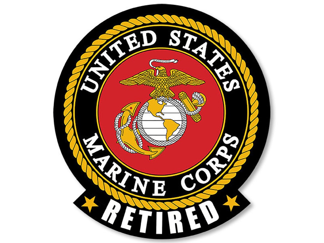 3x3 Inch Round US MARINES Logo With Retired Bumper Sticker vinyl Decal ...