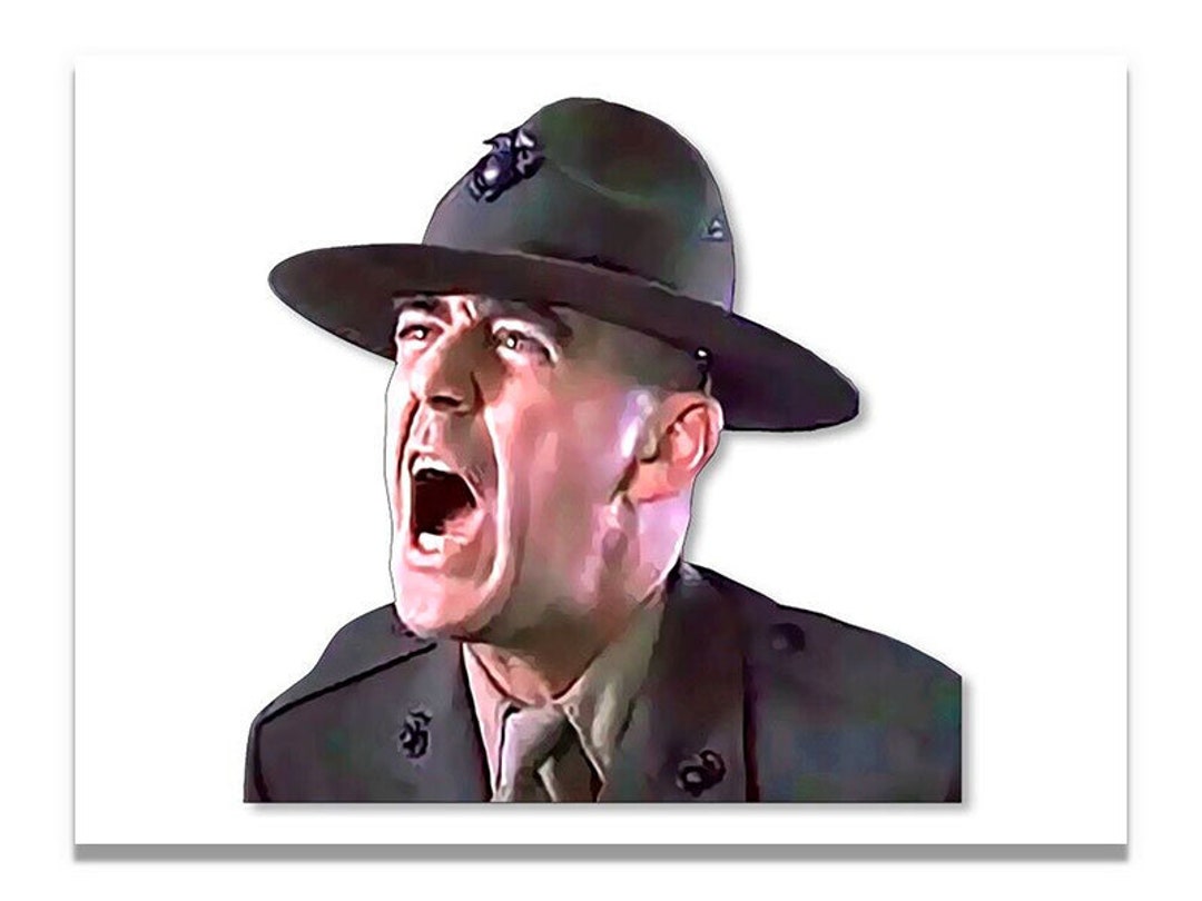 8x8 Inch LARGE R. Lee Ermey PROFILE Yelling Sticker drill Marine ...