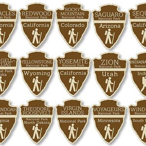 Sheet of 63 Individual National Park Service Logo Stickers ...