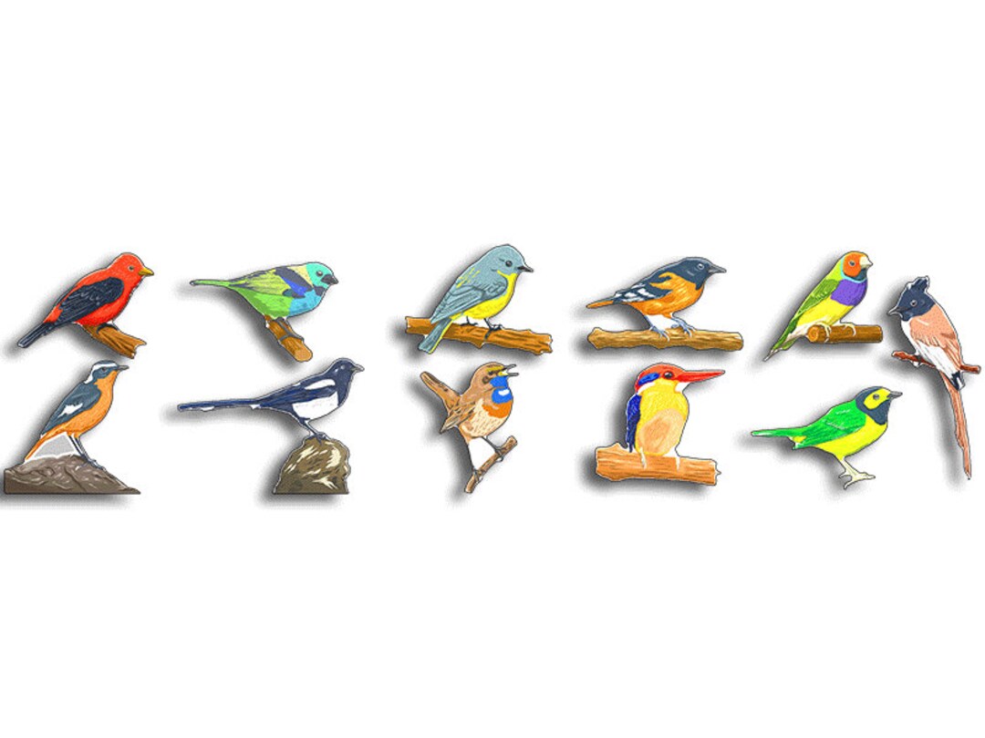 Sheet of Birds on Perch 1 Inch Tall Stickers (vinyl Decal Small Bird ...