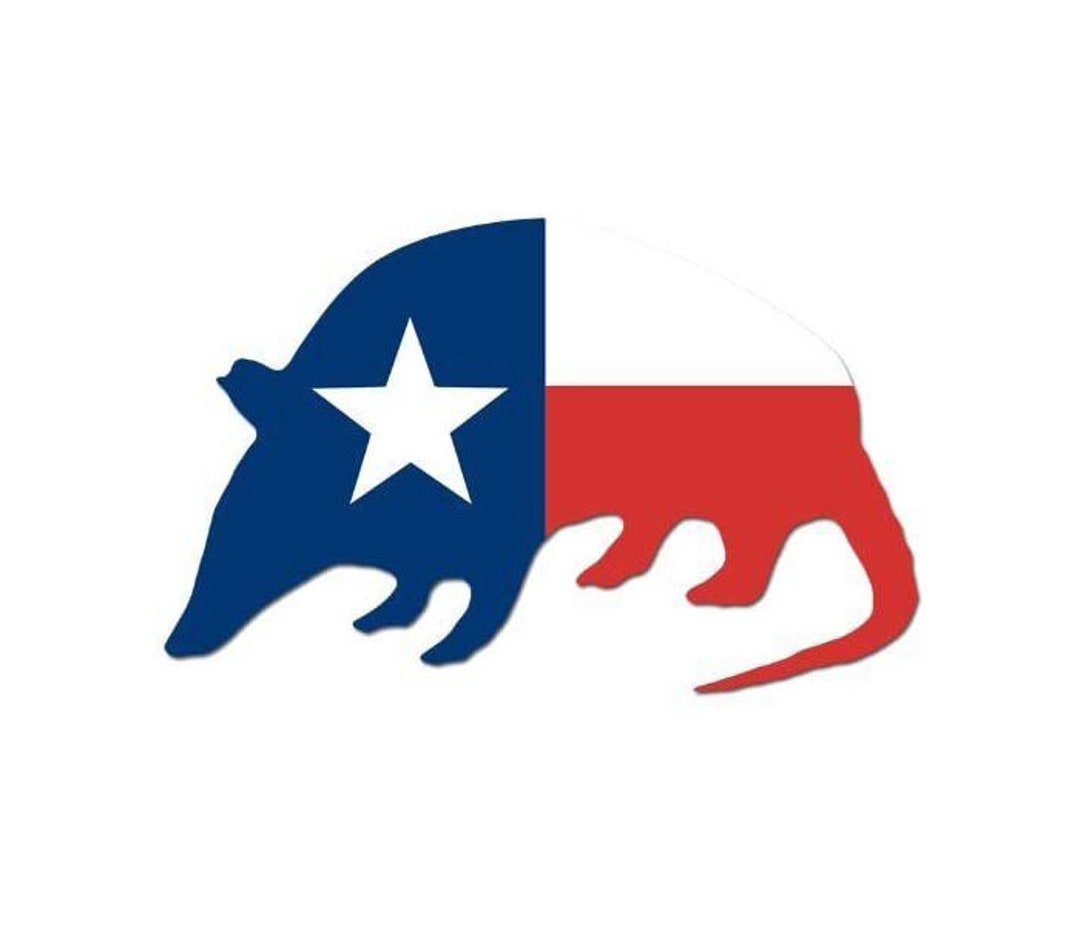 3x6 Inch Armadillo Shaped Texas Flag Sticker (tx Funny Animal Roadkill ...