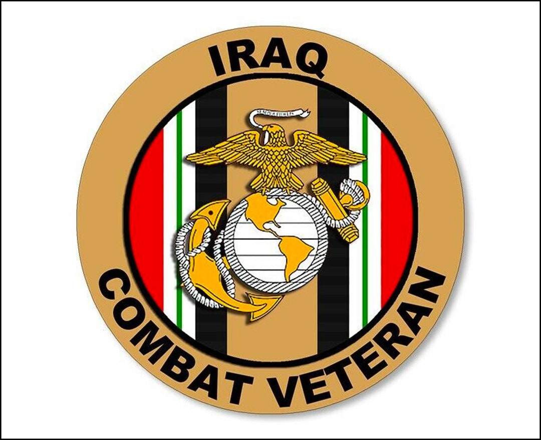 3x3 Inch Round MARINES Iraq Combat Veteran Stickers vinyl Auto Car ...