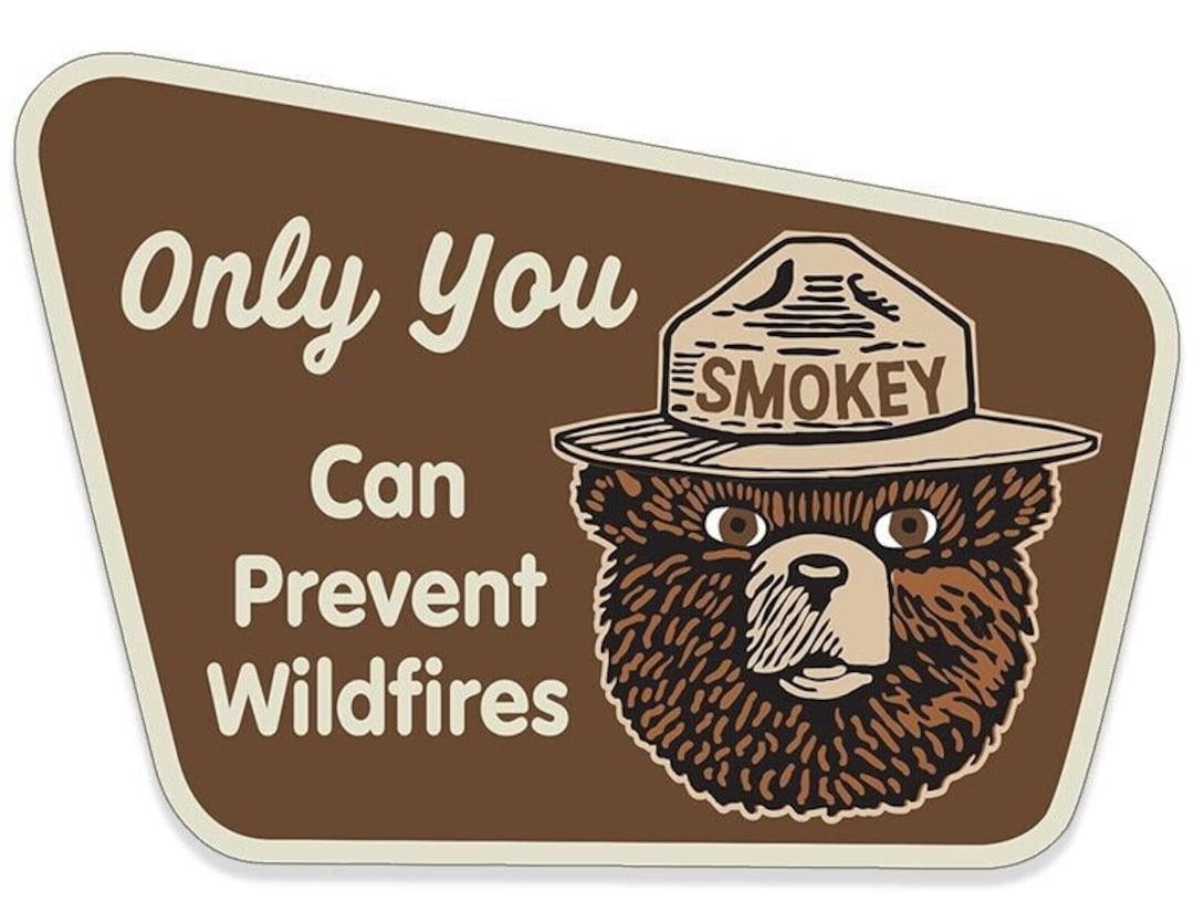 Brown Sign Shaped Smokey Bear Only You Sticker (vinyl Decal Hike Hiking ...