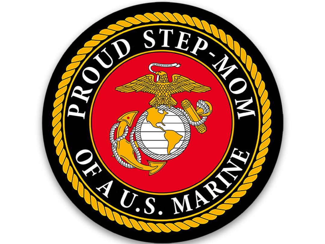3x3 Inch Round Proud Step-mom of A U.S. Marine Bumper Sticker vinyl ...