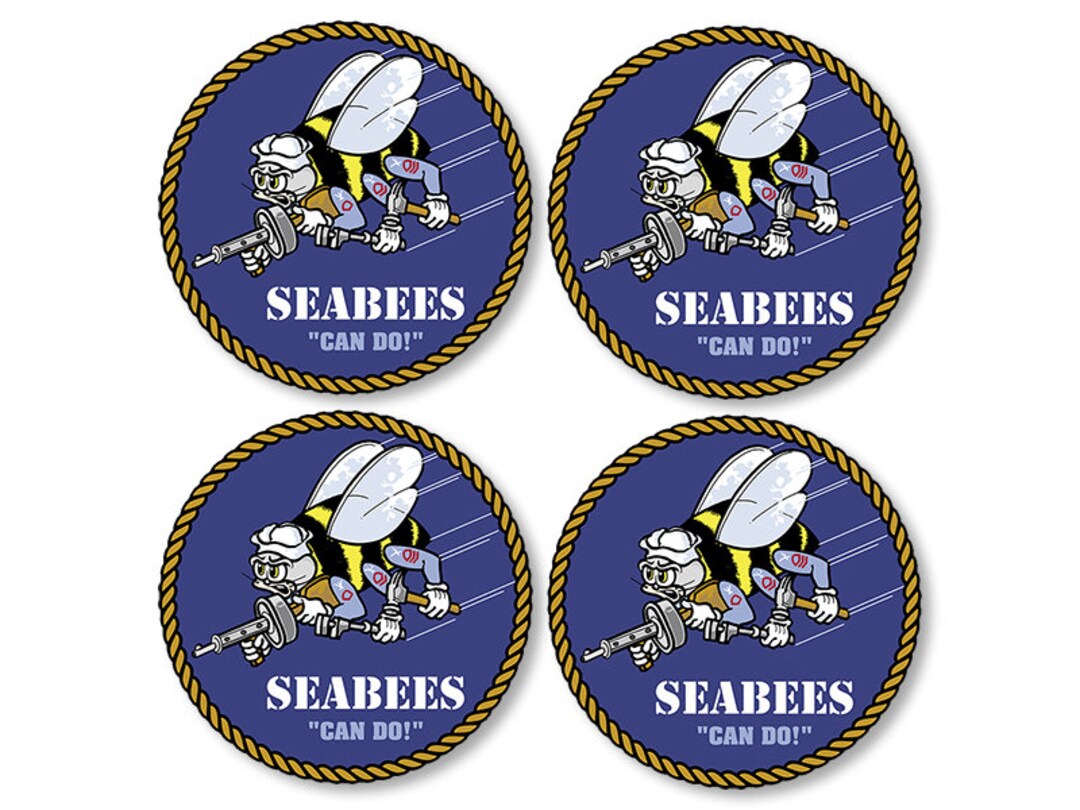 3 Inch Round 4 Pack Seabees Seal Cell Phone Sticker auto Car Truck Rv ...