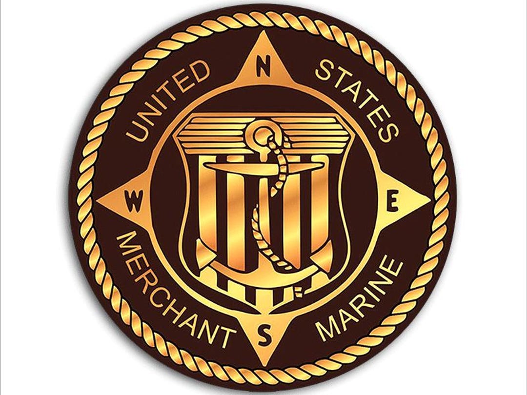 Round Bronze Merchant Marine Seal Sticker (coast Guard Uscg Auto Car ...