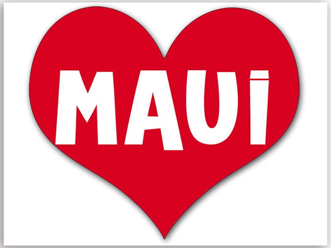 3 Inch Red Heart Shaped MAUI Sticker (vinyl Decal Islands Hawaii ...