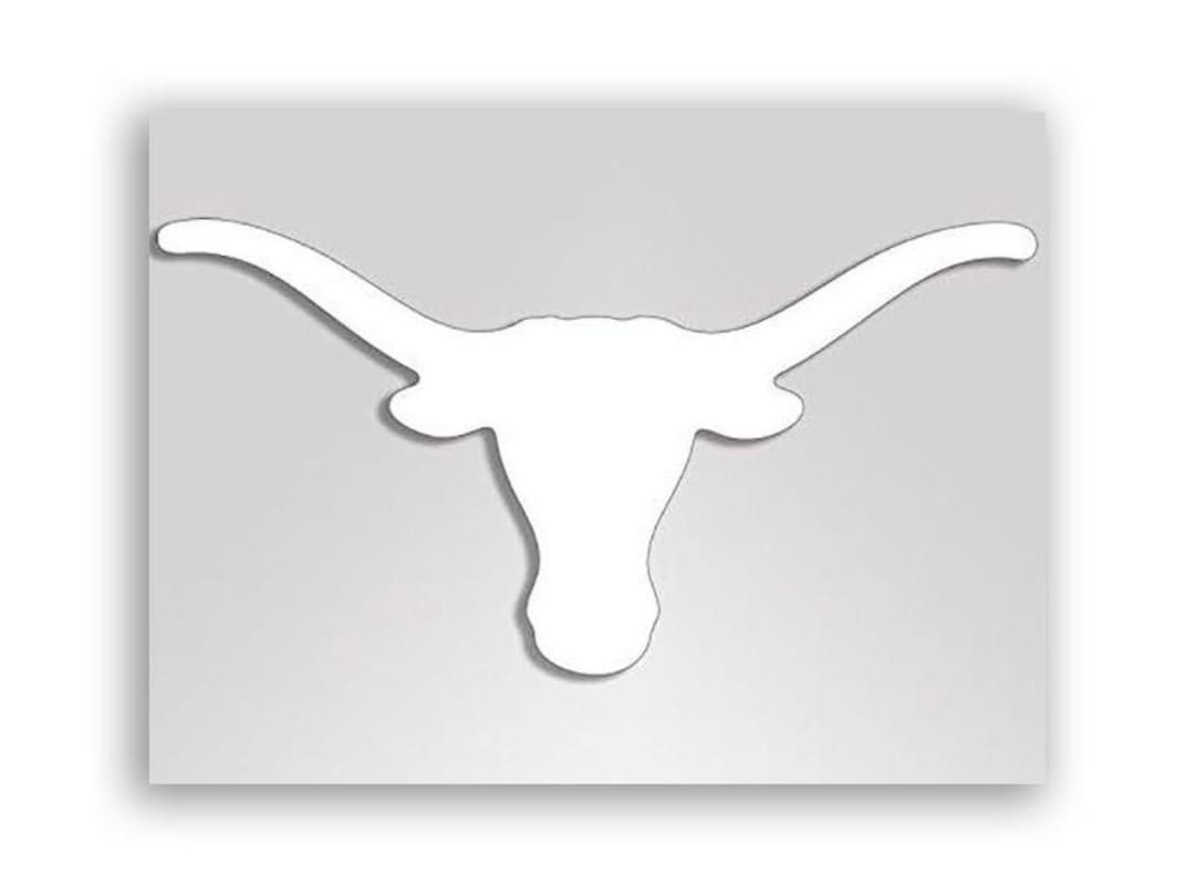 3x6 Inch White Vinyl Steer Head Shaped Sticker (longhorn Bull Horns ...
