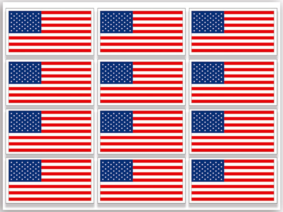 12 Pack 1x2 Inch Small USA Flag Stickers (helmet America Scrapbook Us ...