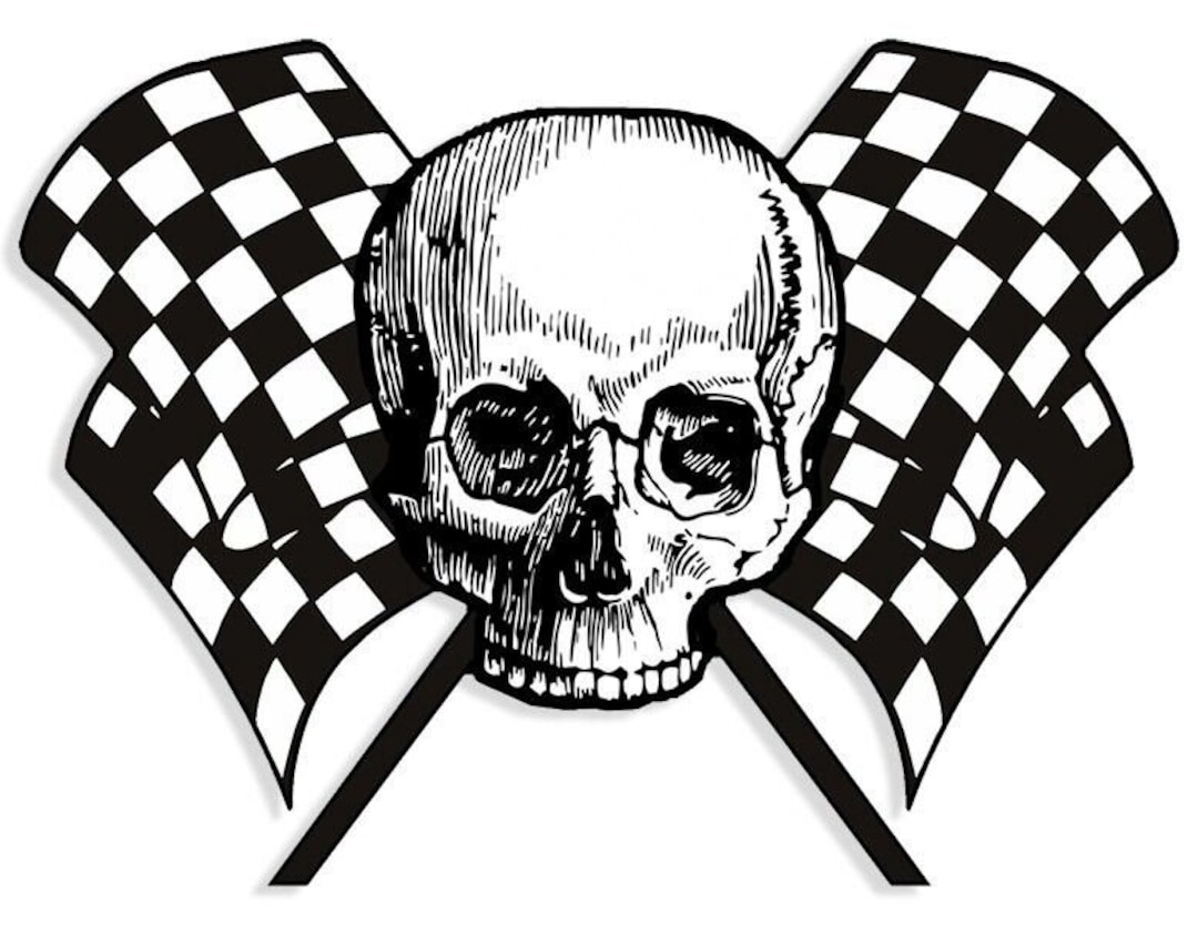 3x4 Inch Skull Checkered Flags Sticker (vinyl Decal Auto Car Truck Rv ...
