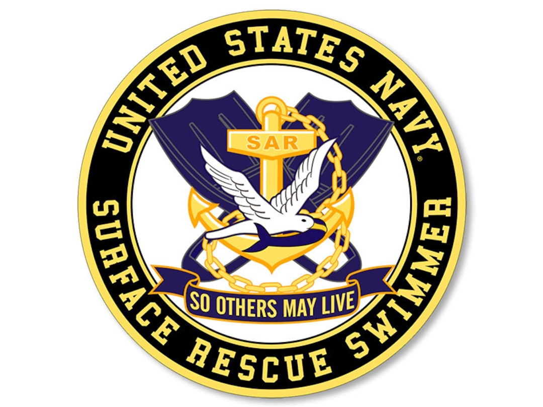 Round U.S. Navy Surface Rescue Swimmer SAR Logo Sticker vinyl Decal ...
