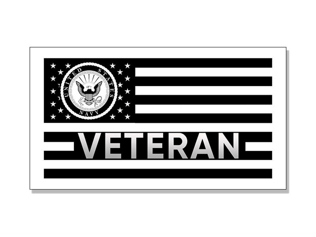 3x5 Inch Black US Flag Navy Veteran Sticker (vinyl Decal American Logo ...