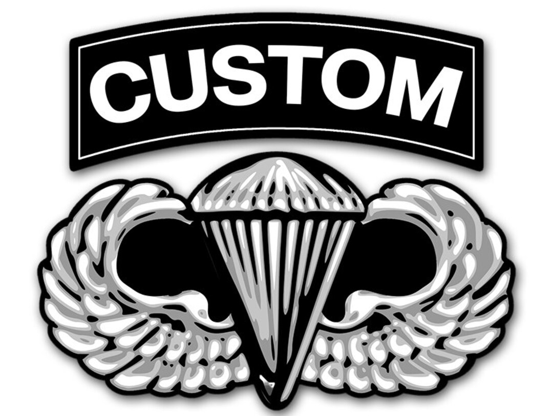 3x5 Inch Black and White Custom Army Airborne BASIC Jump Wings Sticker ...