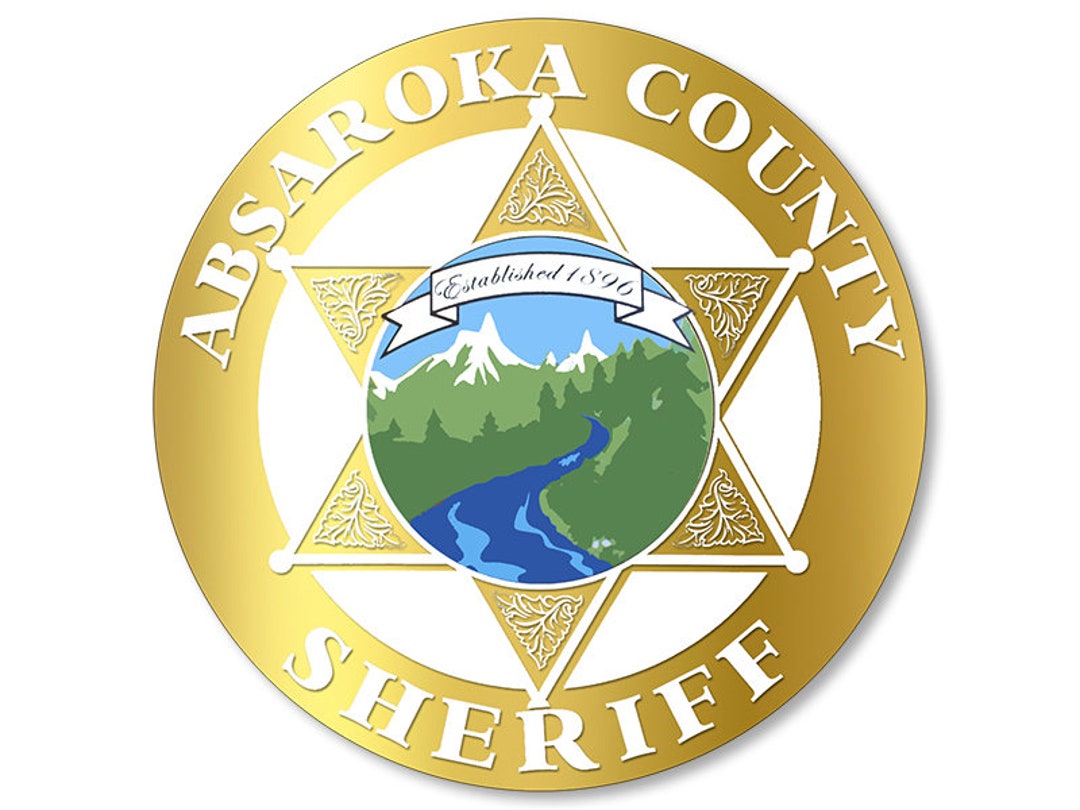 Round Gold Look Round Sheriff of Absaroka County Badge Sticker (wy Tv ...