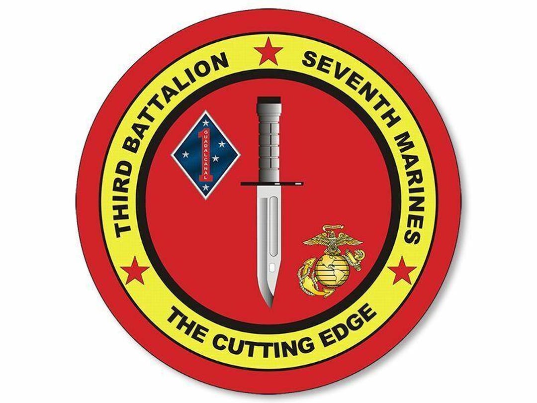 Round Seventh 7th Marines 3rd Battalion Sticker (seventh Marine Truck ...