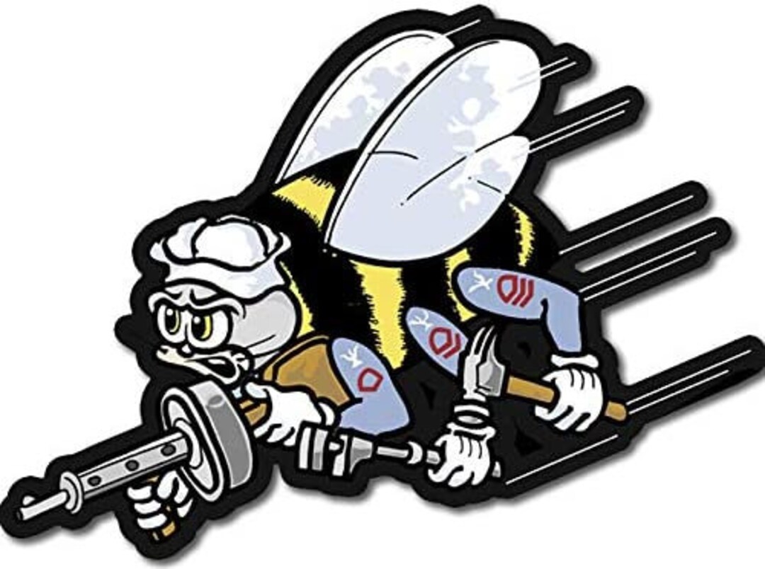 3 Inch Bee Shaped SEABEES Sticker (engineer Vinyl Decal Auto Rv iPhone ...