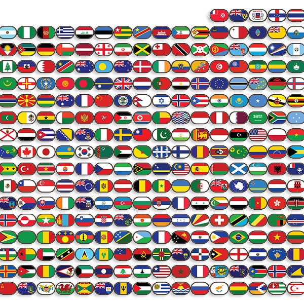World Flags Vinyl Stickers - Etsy